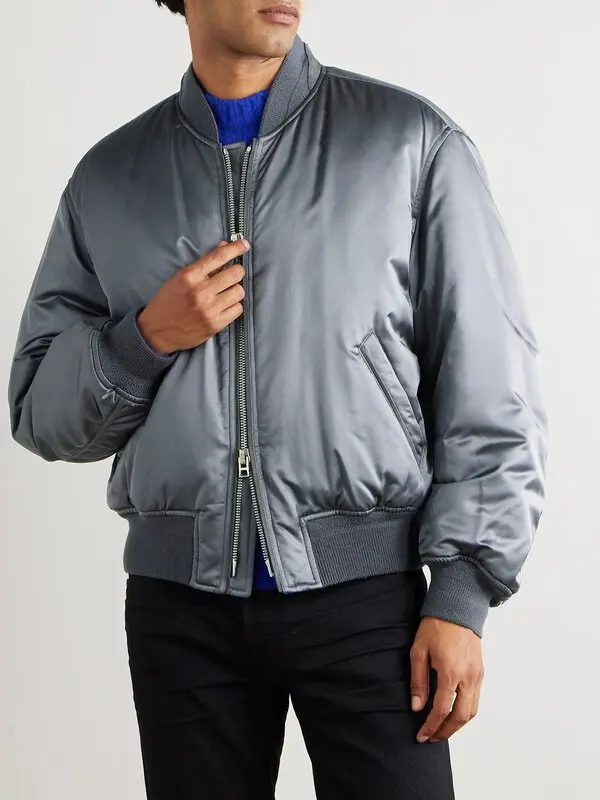 TOM FORD Silk-satin Padded Bomber Jacket - Silver