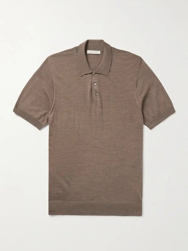 SAMAN AMEL Slim-fit Wool Polo Shirt