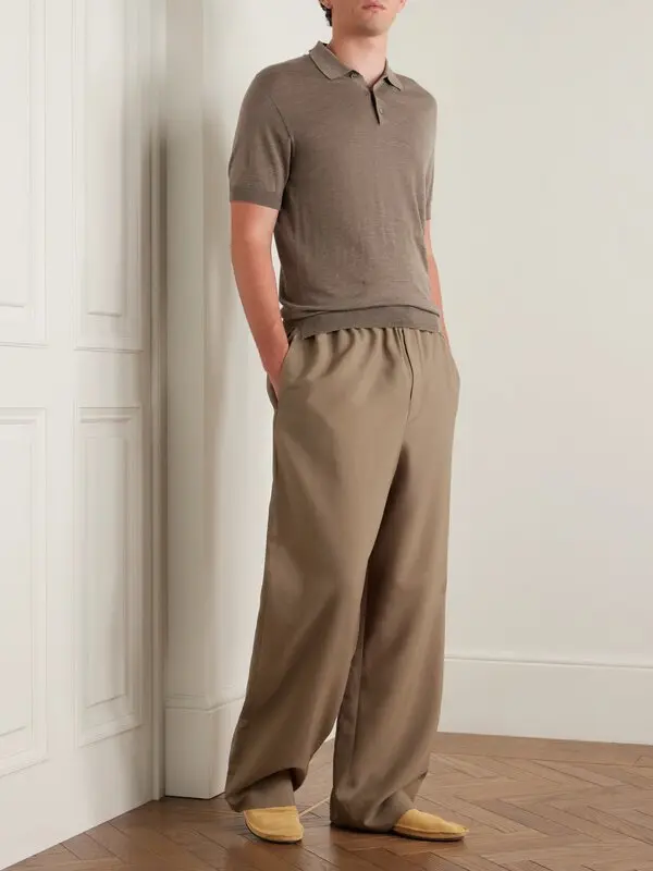 SAMAN AMEL Slim-fit Wool Polo Shirt
