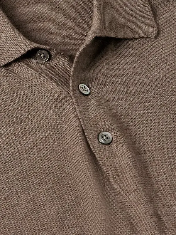 SAMAN AMEL Slim-fit Wool Polo Shirt