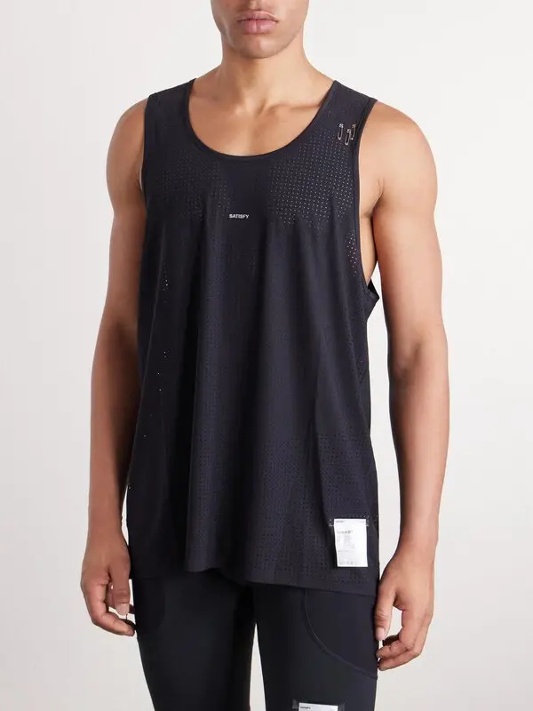 Satisfy Embellished Logo-appliquéd Space-o™ Mesh Tank Top