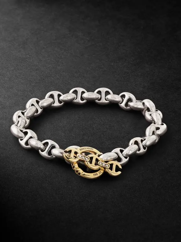 Hoorsenbuhs Sterling And Diamond Open-link Chain Bracelet - Silver