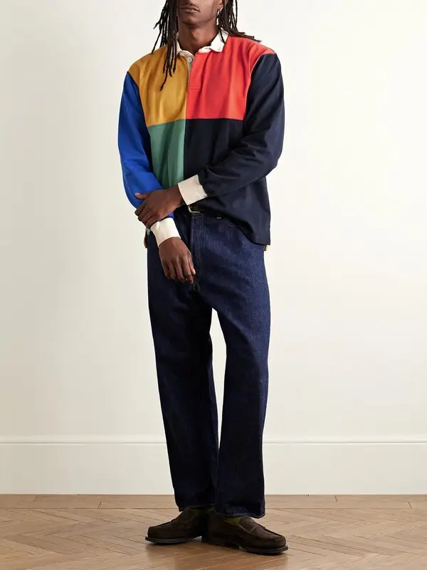DRAKE'S Colour-blocked Cotton-jersey Polo Shirt - Multi