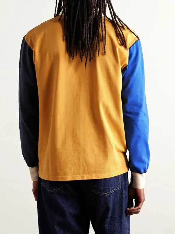 DRAKE'S Colour-blocked Cotton-jersey Polo Shirt - Multi