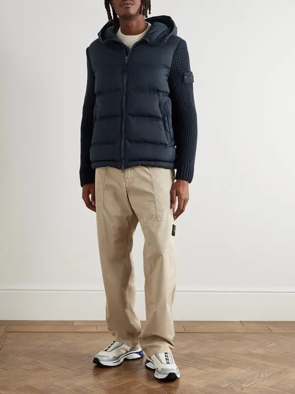 Stone Island Quilted Virgin Wool-twill Hooded Down Jacket