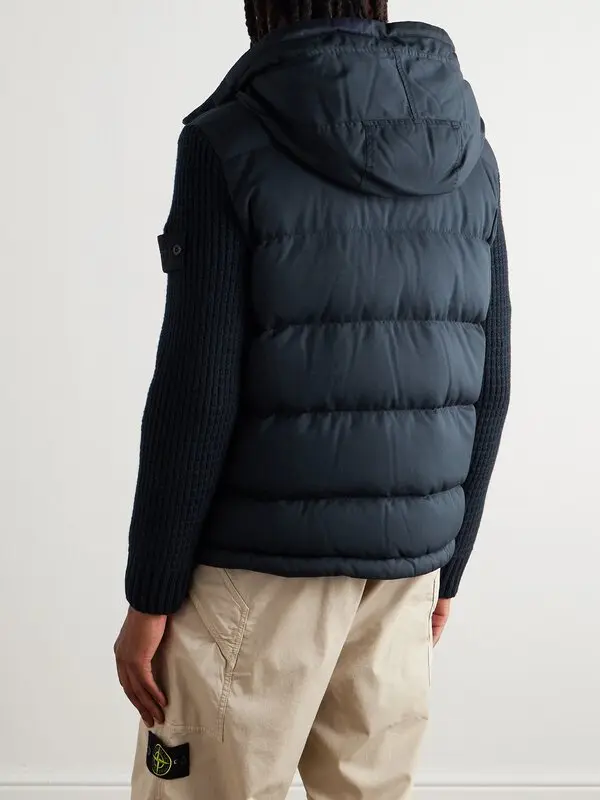 Stone Island Quilted Virgin Wool-twill Hooded Down Jacket