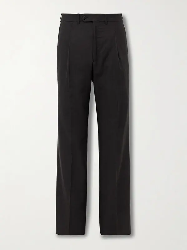 SAMAN AMEL Straight-leg Pleated Wool-blend Suit Trousers