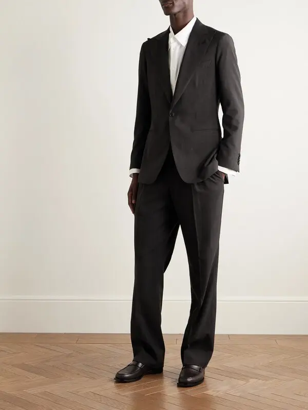 SAMAN AMEL Straight-leg Pleated Wool-blend Suit Trousers