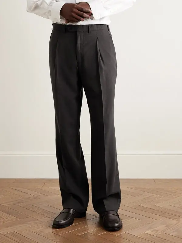 SAMAN AMEL Straight-leg Pleated Wool-blend Suit Trousers