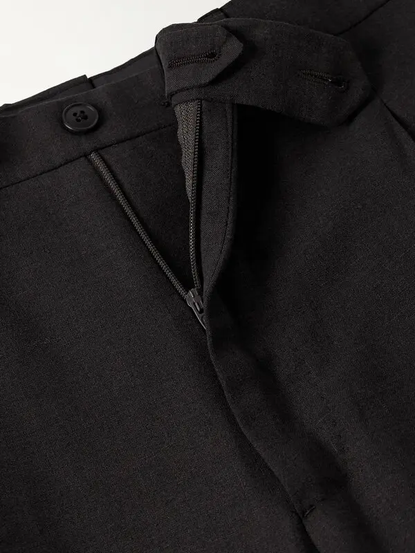 SAMAN AMEL Straight-leg Pleated Wool-blend Suit Trousers