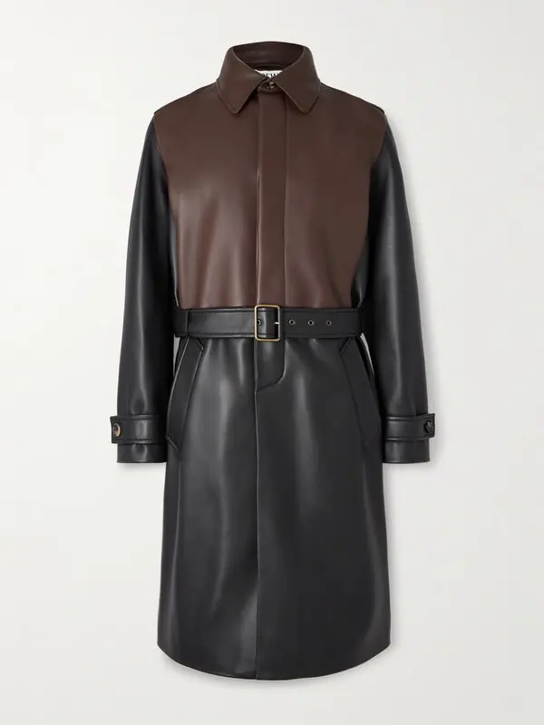 Loewe Belted Panelled Leather Coat
