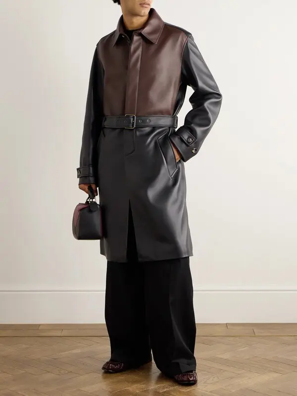 Loewe Belted Panelled Leather Coat