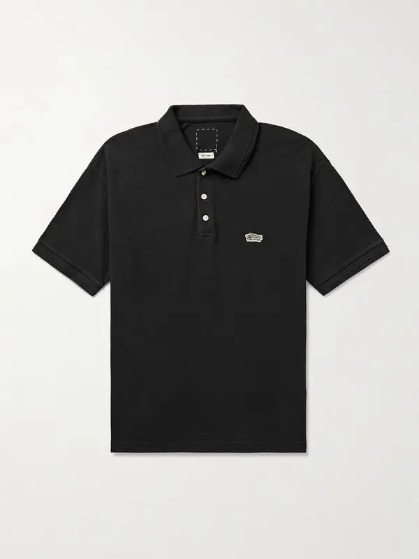 Visvim Jumbo Weller Garment-dyed Cotton-piqué Polo Shirt - Black