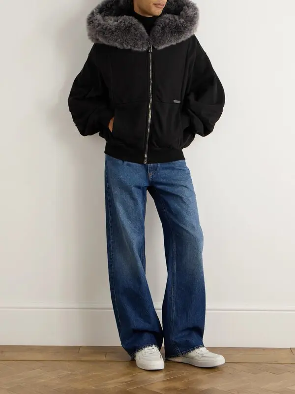 Dolce & Gabbana Shearling-trimmed Cotton-jersey Hooded Jacket