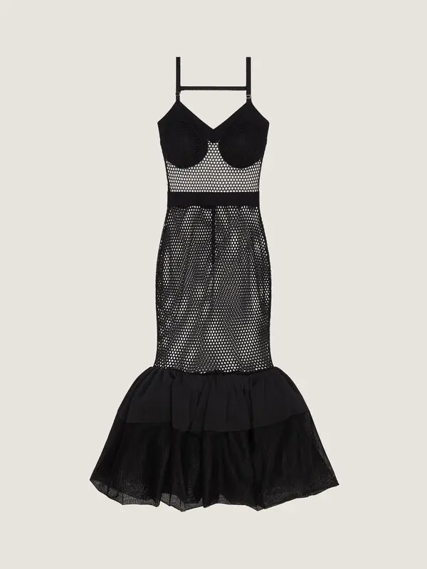 Givenchy Open Back Ruffled Mesh Dress