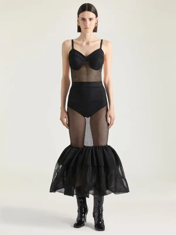 Givenchy Open Back Ruffled Mesh Dress