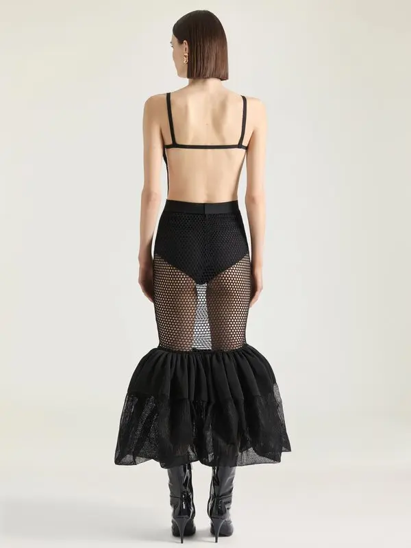 Givenchy Open Back Ruffled Mesh Dress