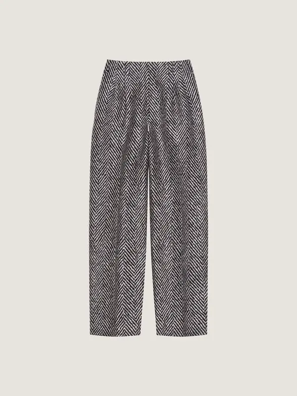 Givenchy Double Pleat Herringbone Mixed Wool Trousers