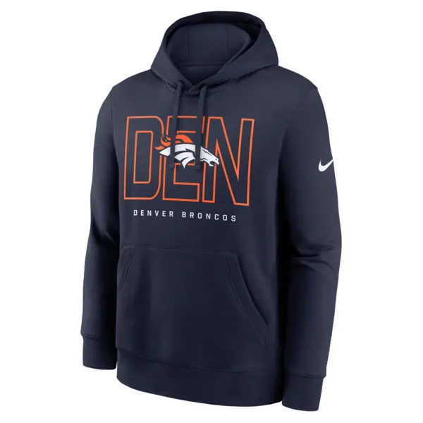 Nike Denver Broncos Busted Play Club Nfl Pullover Hoodie - Blue