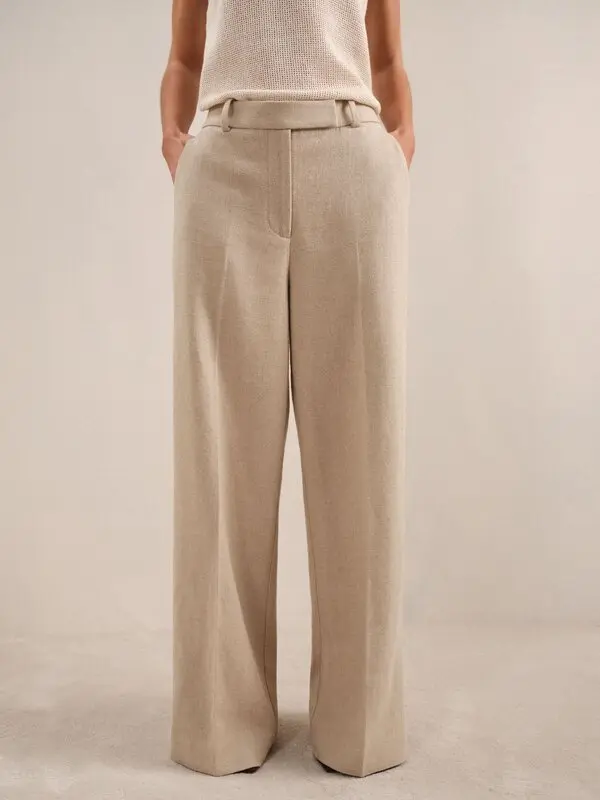 REISS Devon Linen-blend Wide-leg Trousers - Neutral