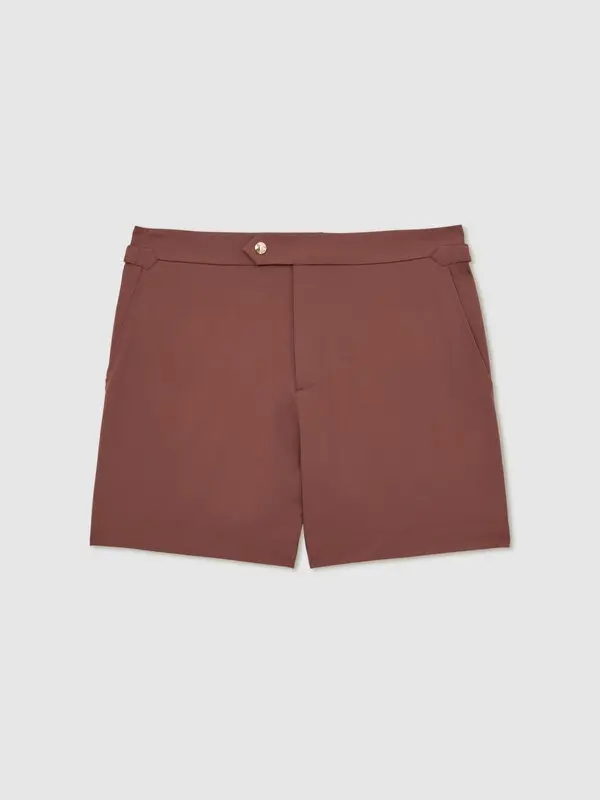 REISS Side-adjuster Swim Shorts - Terracotta Brown