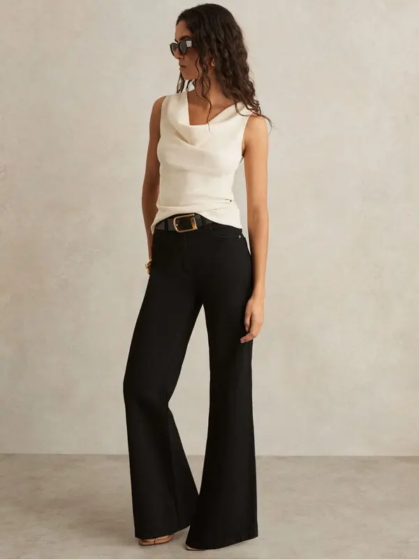 REISS Lyra Ribbed Cowl-neck Vest
