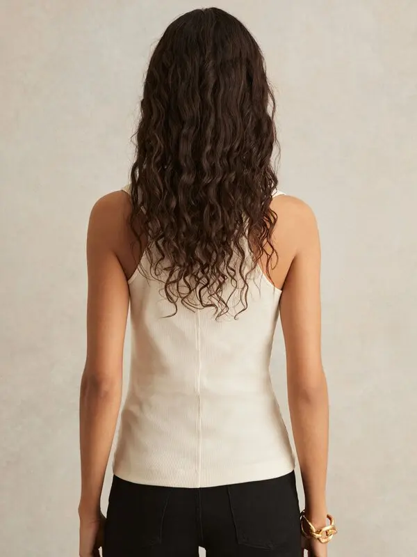 REISS Lyra Ribbed Cowl-neck Vest