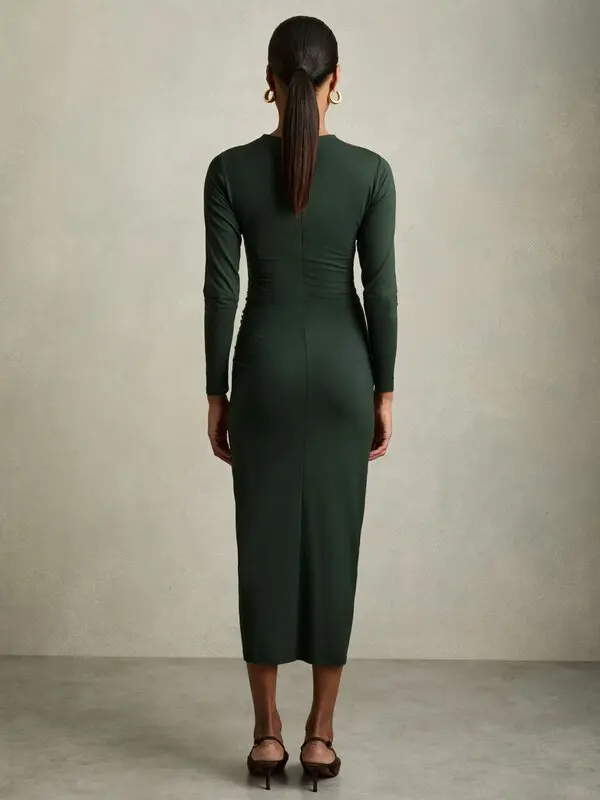 REISS Ginny Ruched Jersey Midi Dress