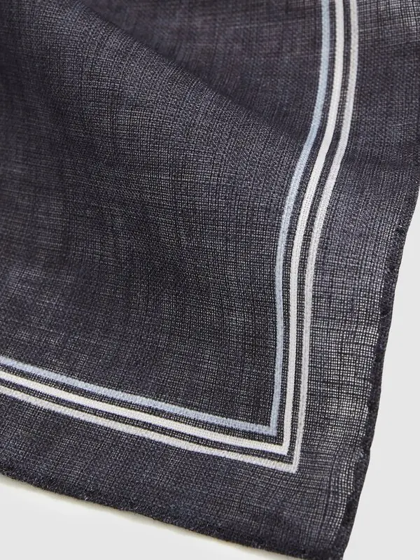 REISS Fiorello Linen Pocket Square - Navy