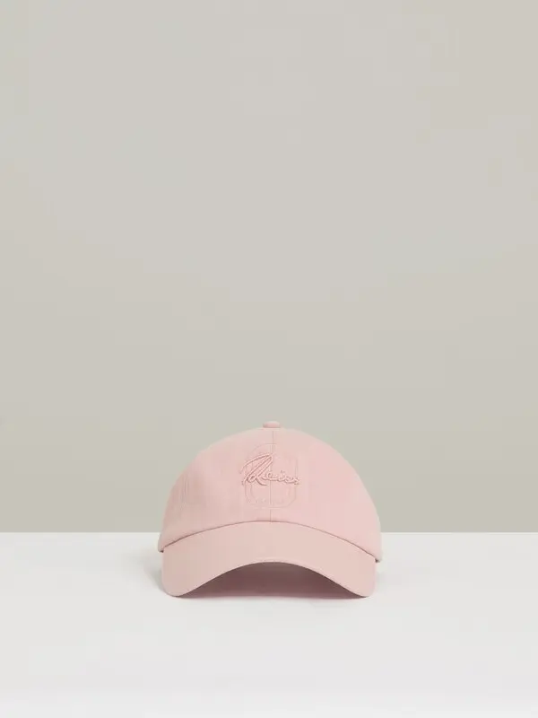 REISS Elias Cotton Baseball Cap - Washed Pink