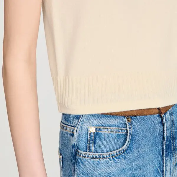 Sandro Wool Fine Knit Sleeveless Vest
