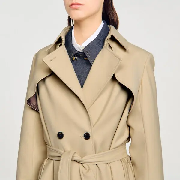 Sandro Belted Double-breasted Trench Coat - Beige