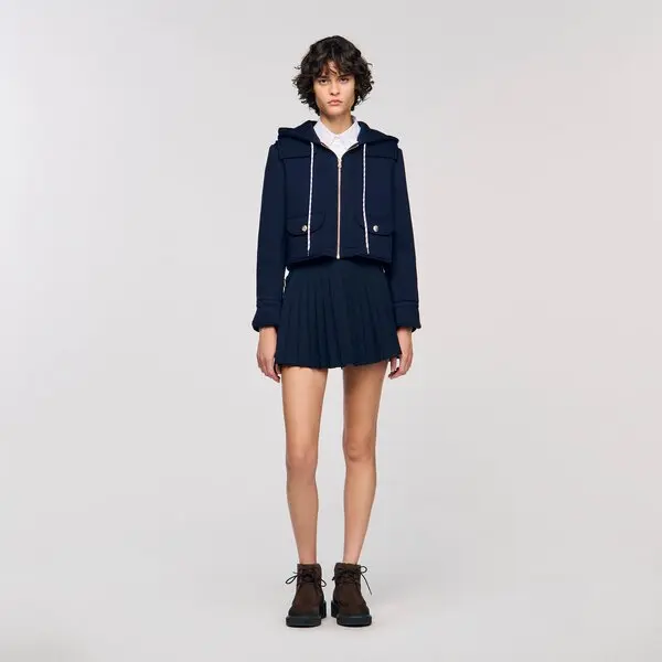 Sandro Technical Hooded Jacket - Navy Blue