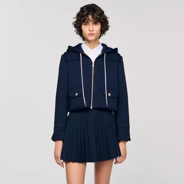Sandro Technical Hooded Jacket - Navy Blue