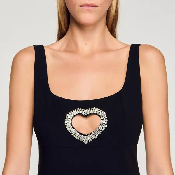 Sandro Rhinestone Heart Maxi Dress