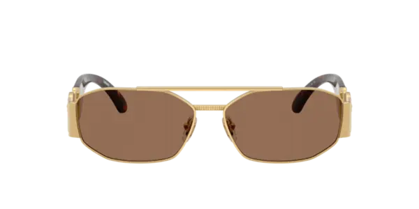 Versace Irregular Sunglasses With Metal Frame - Gold