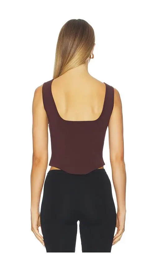 L'Agence Saga Square Neck Knit Corset With Gold-tone Button Accents - Chocolate