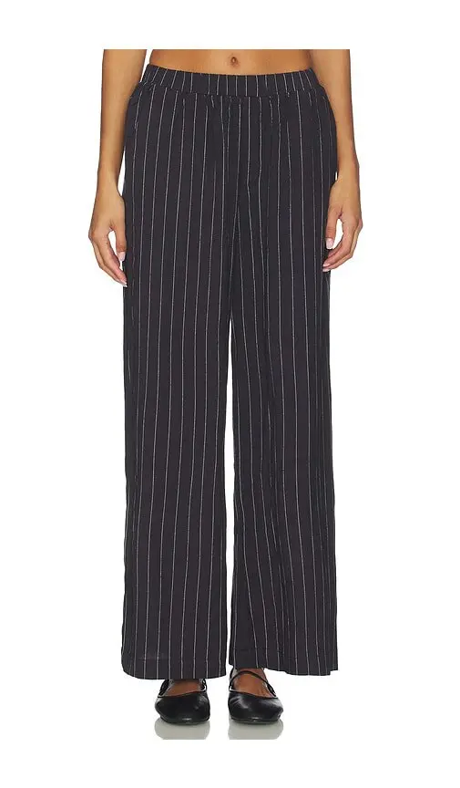 BOBI Wide Leg Pants With Pin Stripes