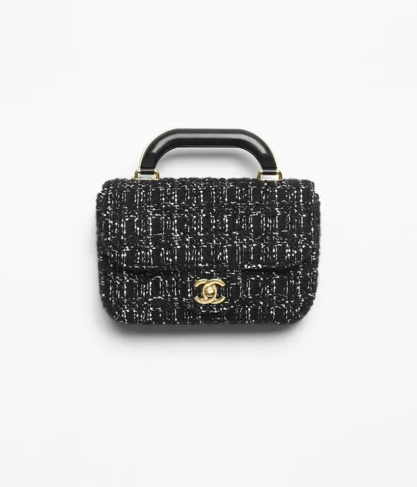Chanel Mini Flap Bag With Top Handle - Black & White