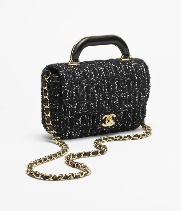 Chanel Mini Flap Bag With Top Handle - Black & White