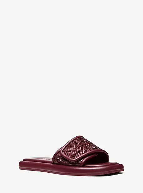 Michael Kors Suki Embellished Slide Sandal - Red