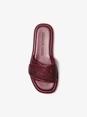 Michael Kors Suki Embellished Slide Sandal - Red