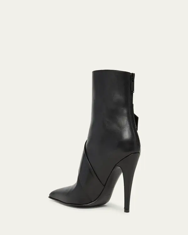 Alexander McQueen Heron Buckle Leather Ankle Booties