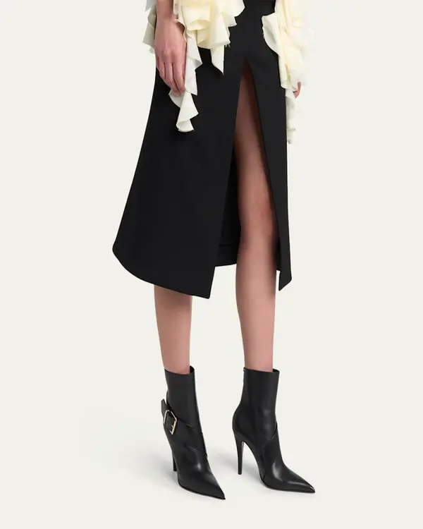 Alexander McQueen Heron Buckle Leather Ankle Booties