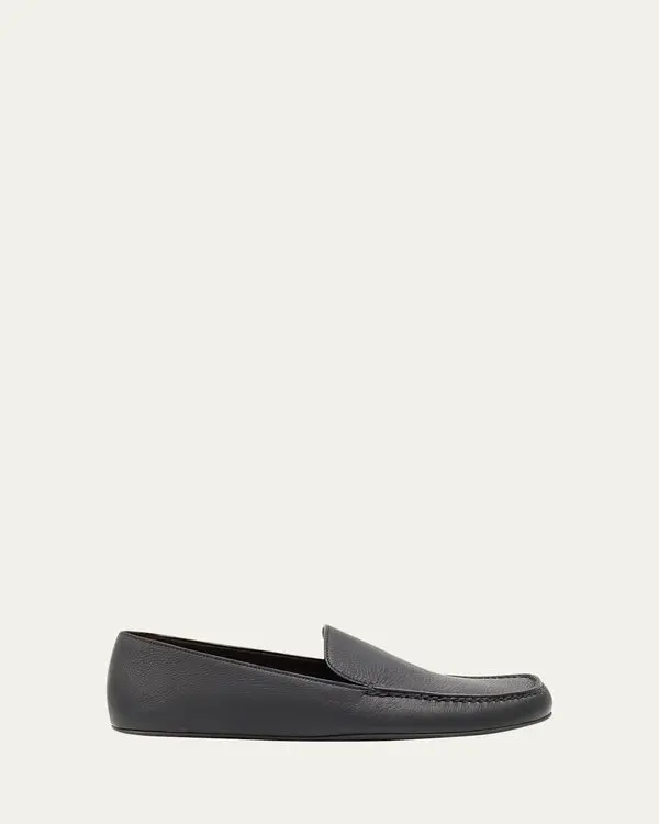 THE ROW Leo Grained Leather Slippers