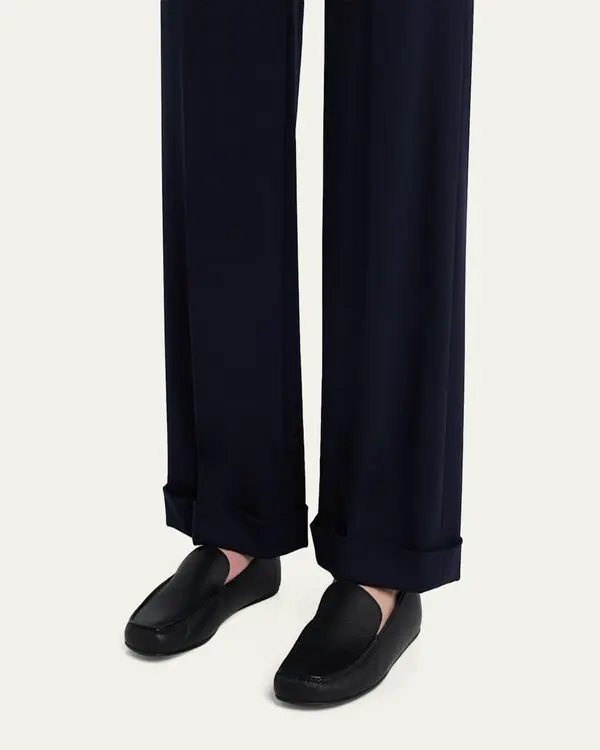 THE ROW Leo Grained Leather Slippers