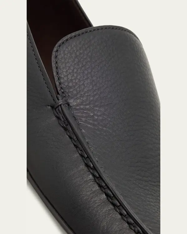 THE ROW Leo Grained Leather Slippers