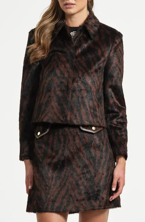 ISAAC MIZRAHI NEW YORK Faux Fur Crop Jacket