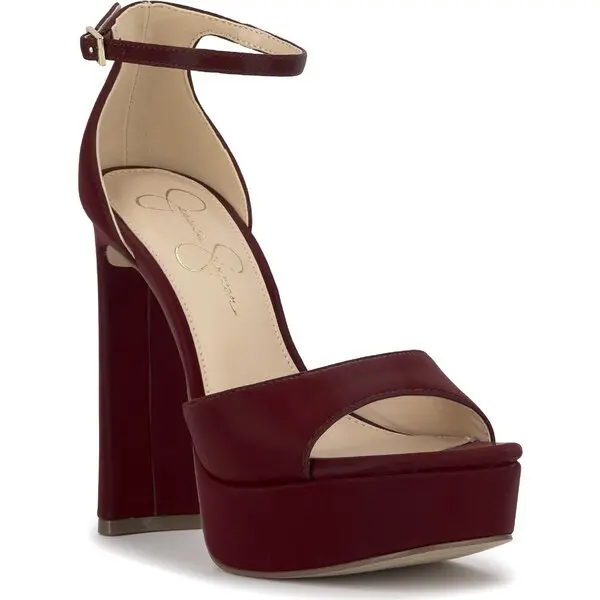 Jessica Simpson Telxia 2 Ankle Strap Platform Sandals - Dark Cherry