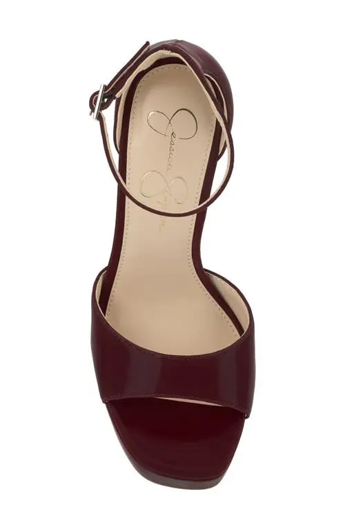 Jessica Simpson Telxia 2 Ankle Strap Platform Sandals - Dark Cherry